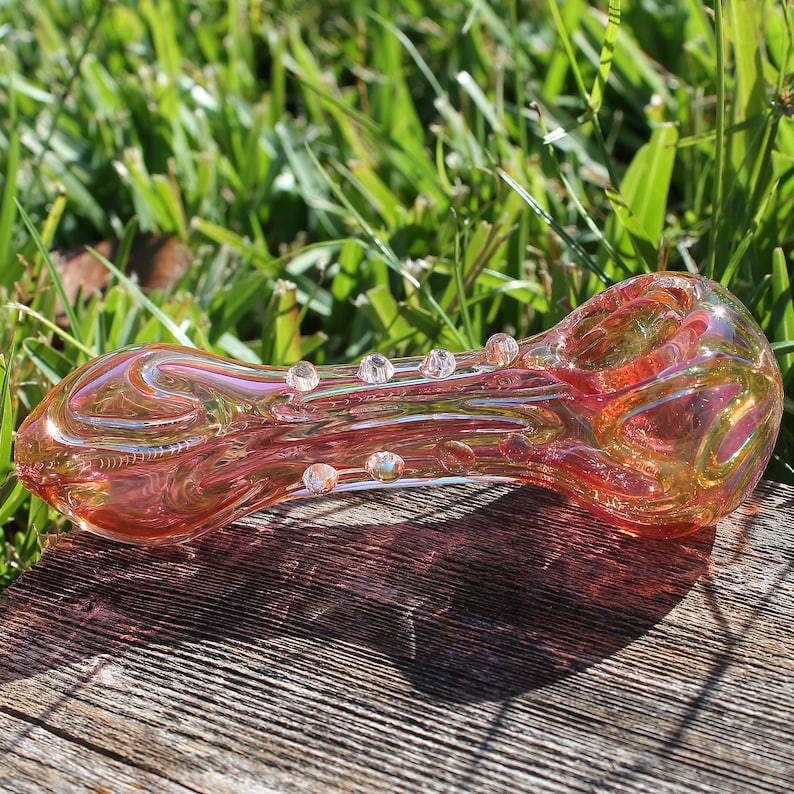 4.5 Pink Gold Fumed Glass Smoke Bowl Clear Solid Smoking - Etsy
