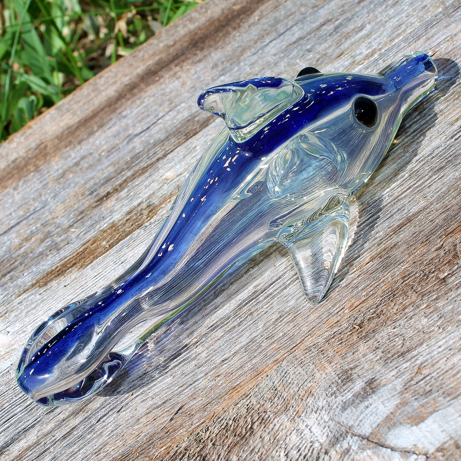 5 Glass Smoke Bowl Dolphin Silver Fumed Heavy Smoking - Etsy