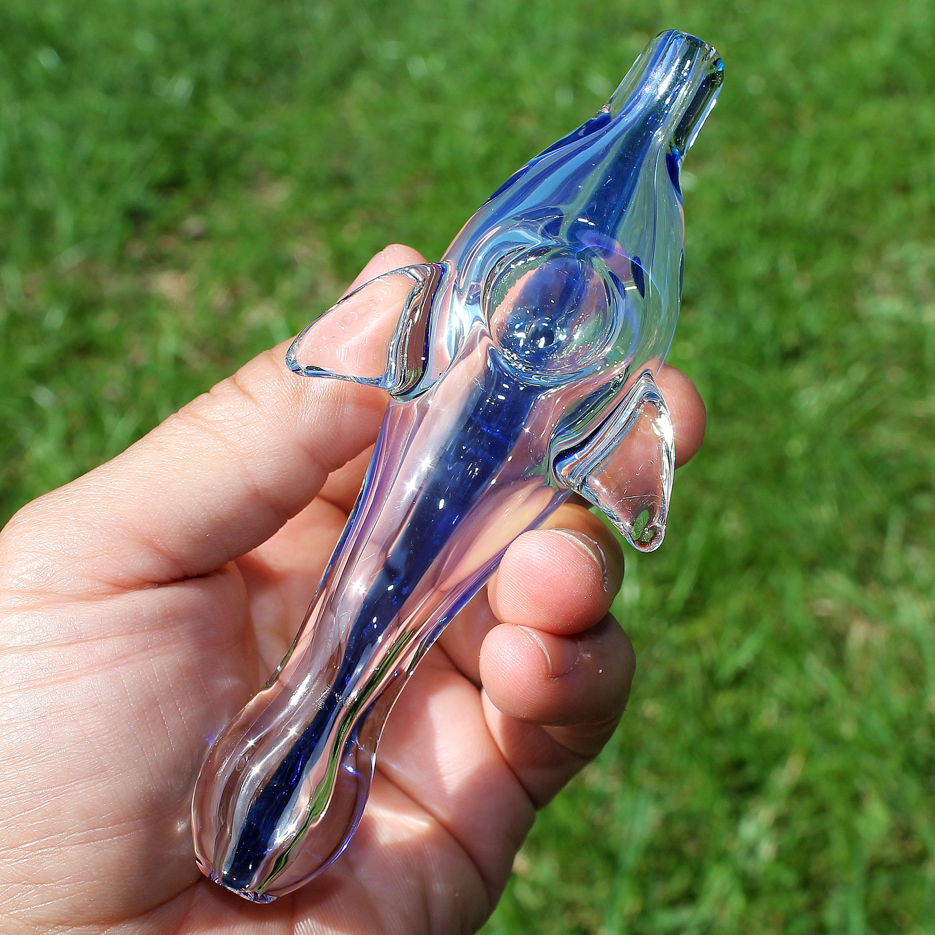 5 Glass Smoke Bowl Dolphin Silver Fumed Heavy Smoking - Etsy