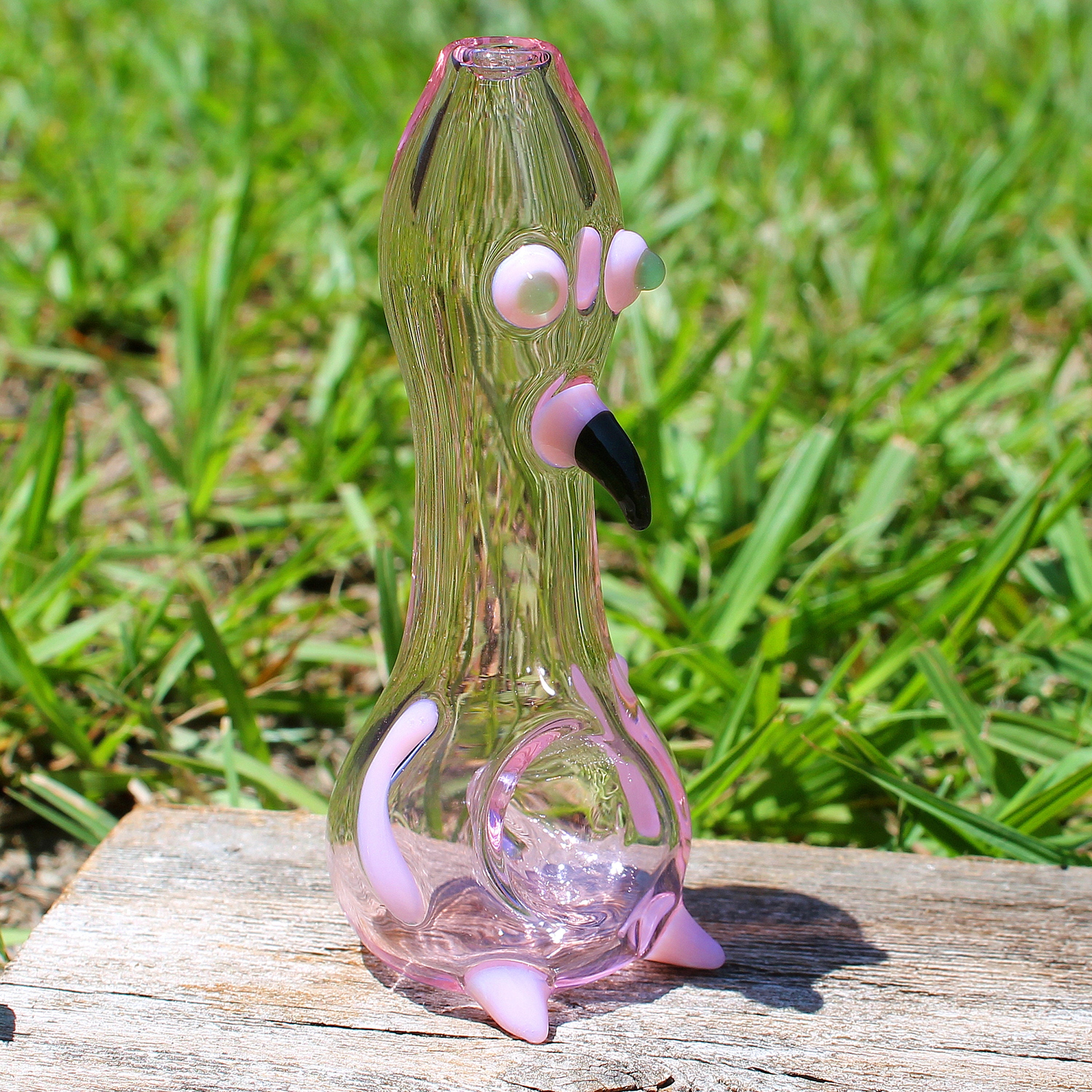 4" Birds Glass Smoking Pipes Cute Silly Black Jade Bird Pink Flamingo ...