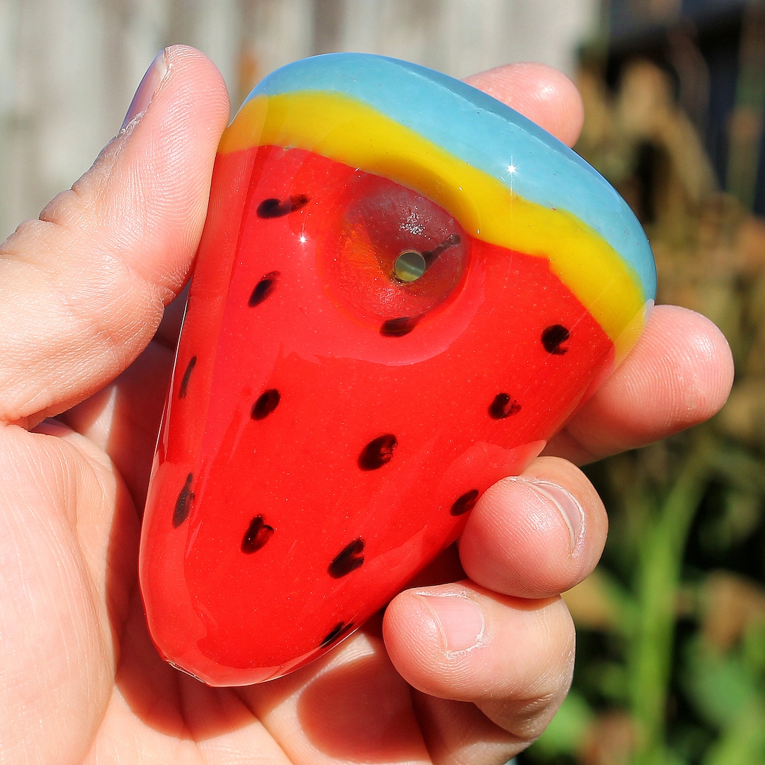 4.2" Watermelon Glass Smoke Bowl Heavy Thick Smoking Pipe Tobacco Fruit Pipes Bowls Red Cute ...