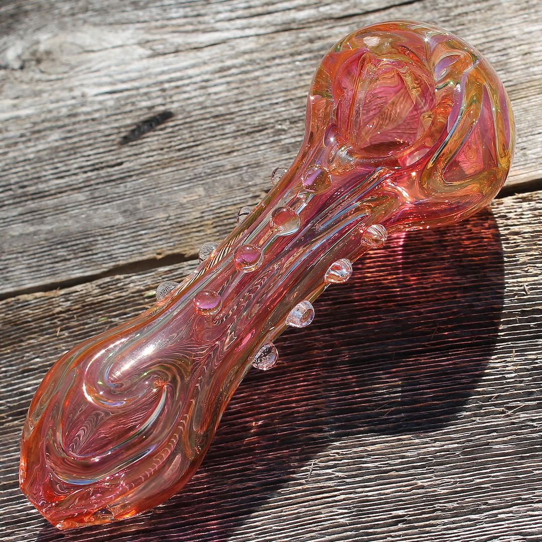 4.5" Pink Gold Fumed Glass Smoke Bowl Clear Solid Smoking Pipes Tobacco ...