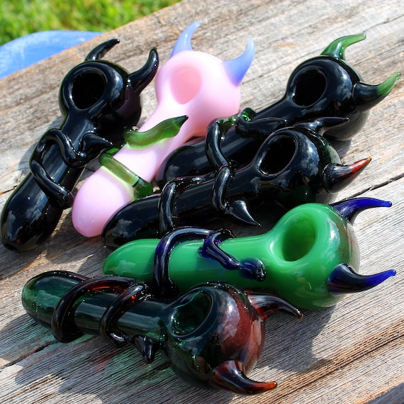 5 Demon Devil Glass Smoke Bowl Tobacco Pipe Smoking - Etsy
