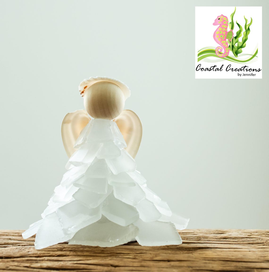 Customizable 3" Mini Sea Glass Angel | Coastal Holiday Memorial ...