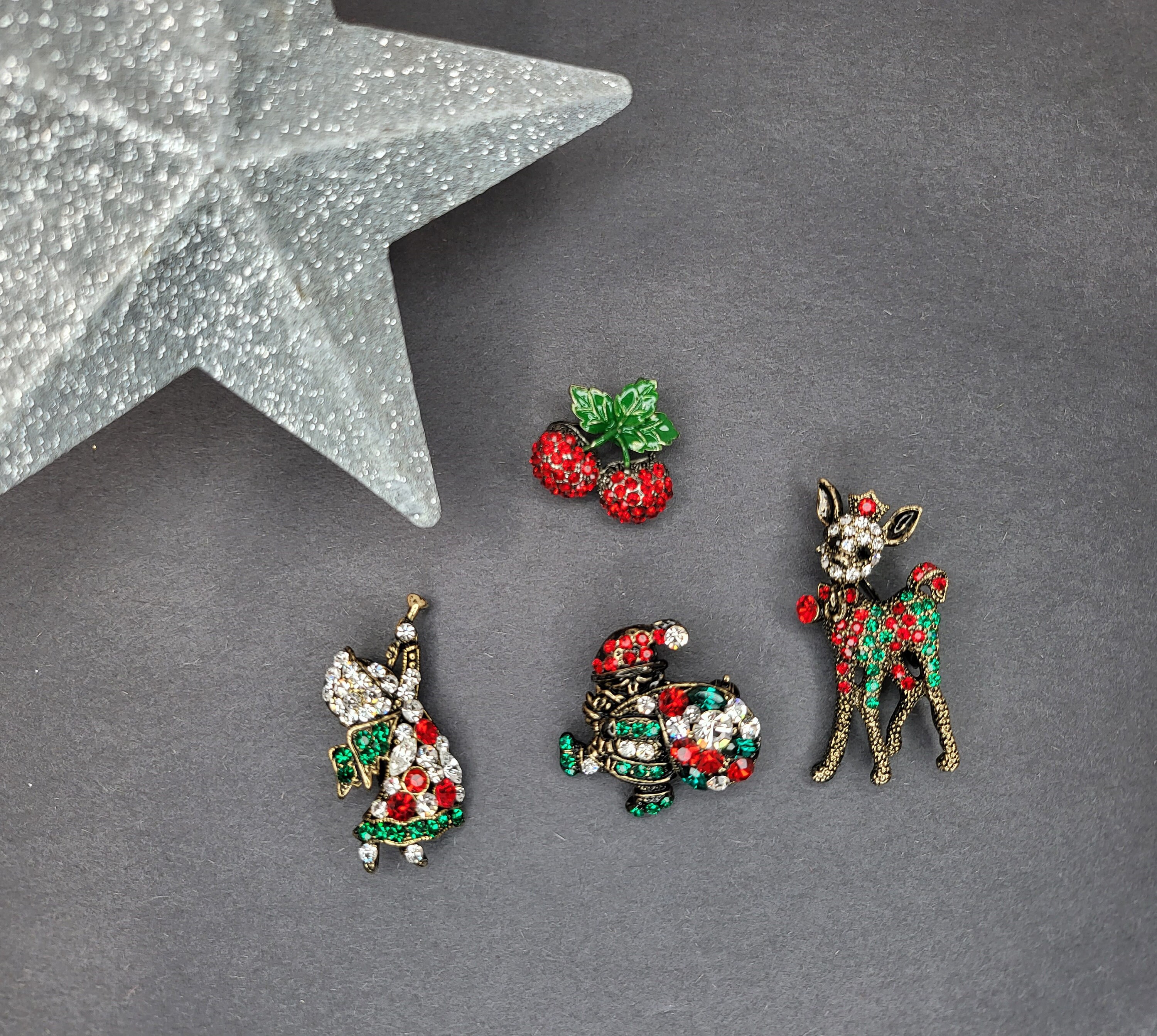 Colorful Christmas Brooch Rhinestone Embellishment Brooches Crystal ...