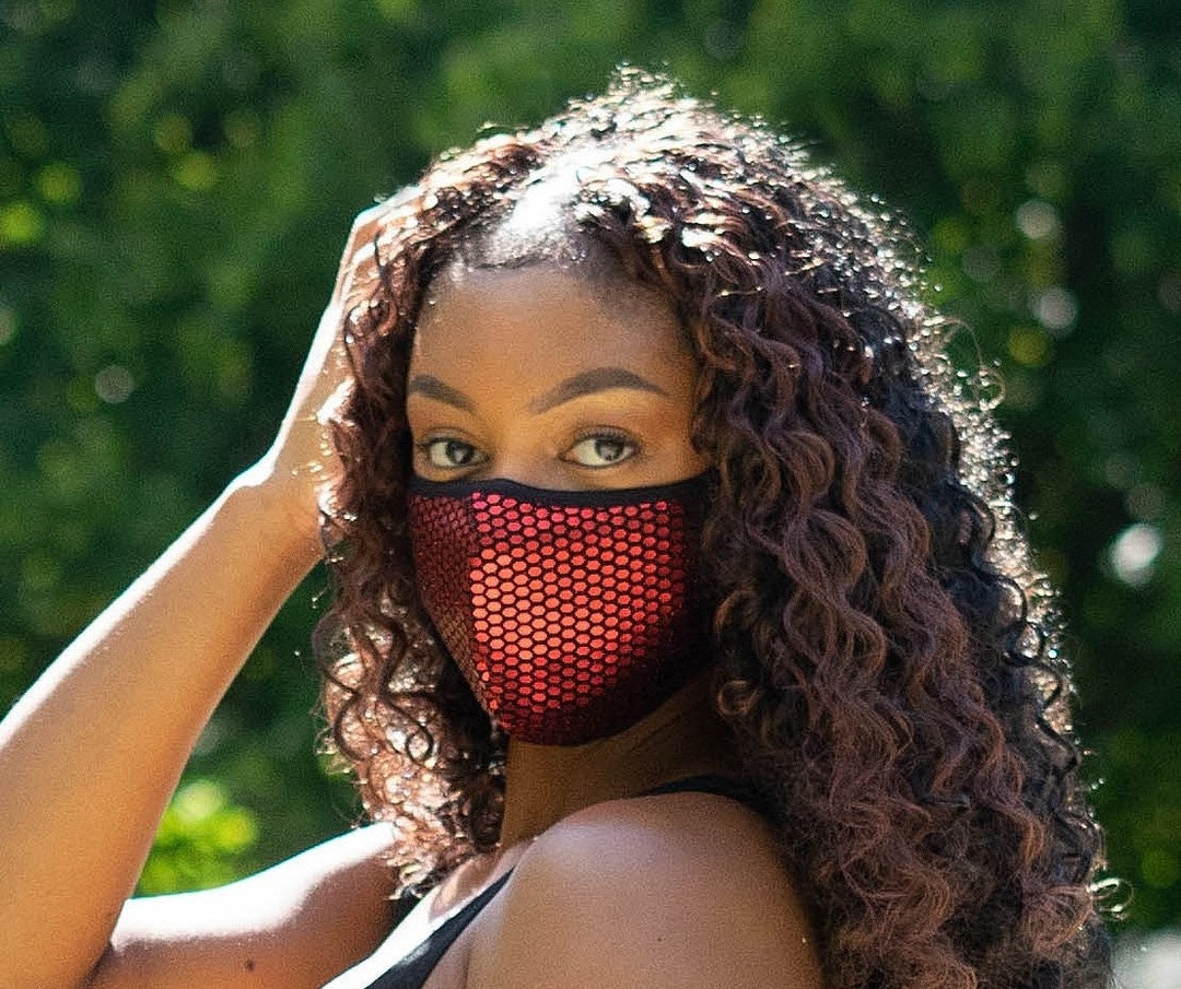 Honeycomb Metallic Mesh Face Mask Filter Pocket Fancy Adjustable ...