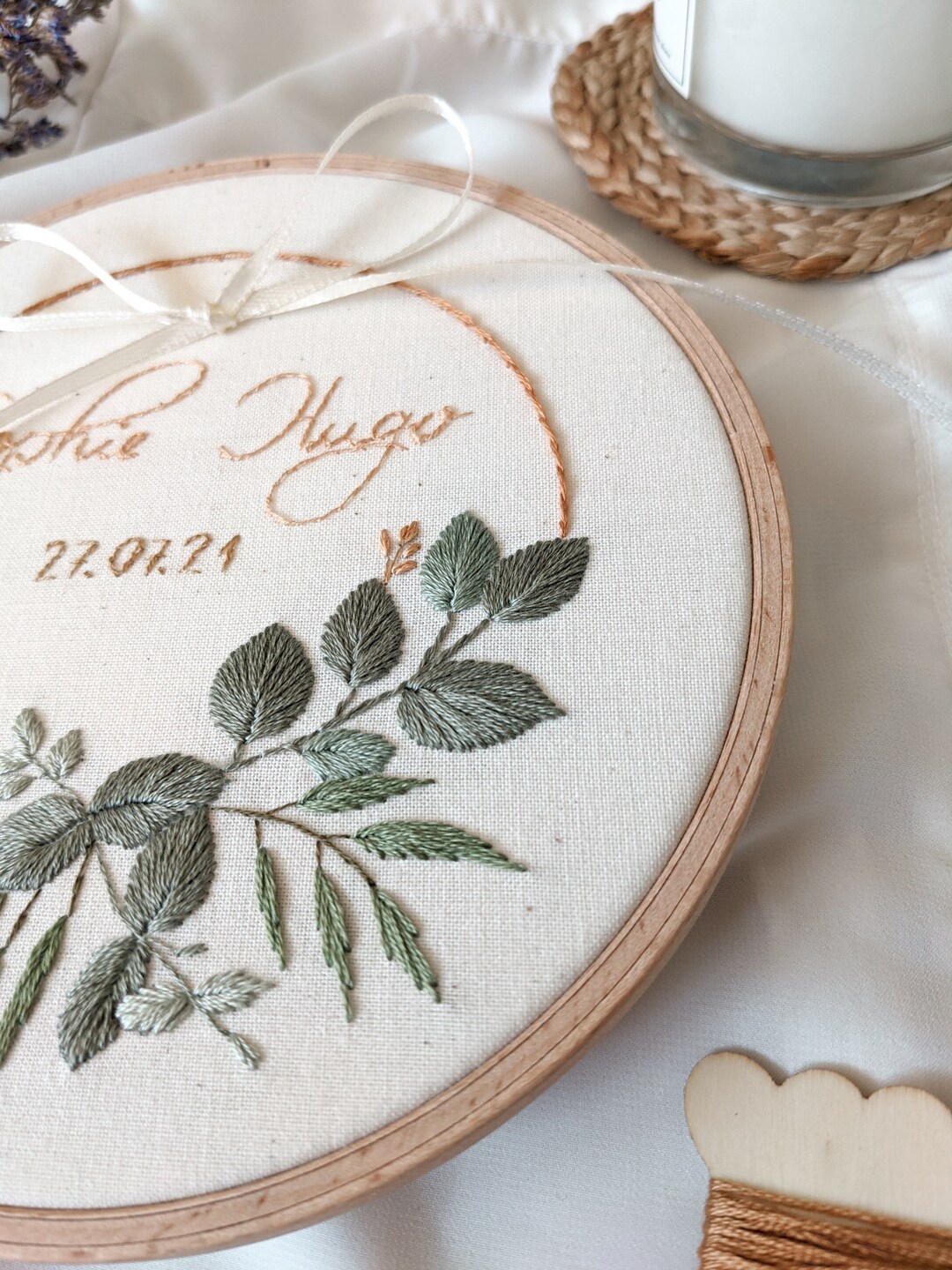 Custom Embroidered Wedding Ring Holder, Embroidered First Names ...