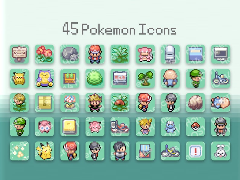 Ios 167 Icons Pokemon Fire Red Leaf Green Iphone IOS14 App | Etsy