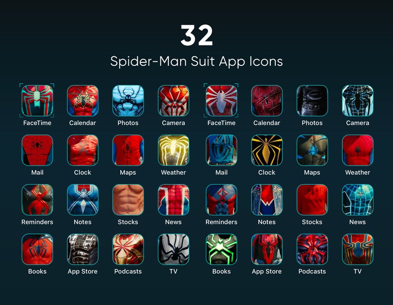 Ios 36 Icons Spider-man Iphone IOS14 App Icons Pack - Etsy