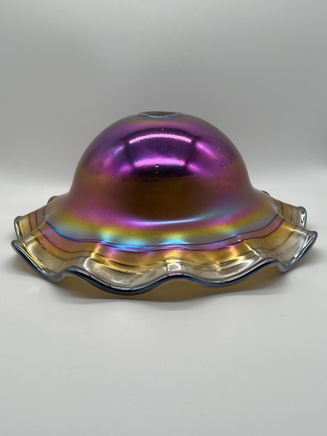 Todd Phillips for Quoizel, Iridescent/opalescent Ruffled Edge Art Glass ...