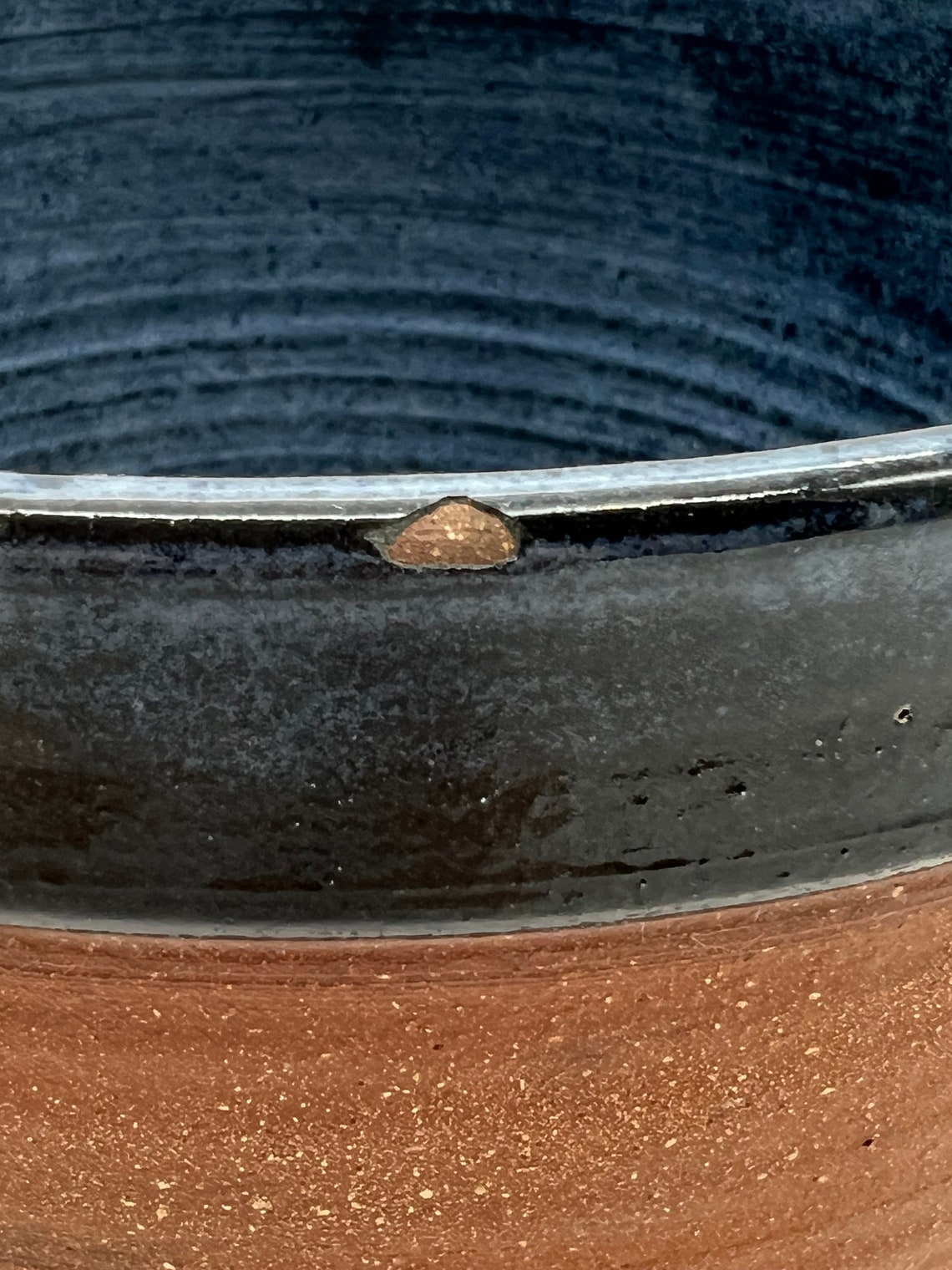 Hand Thrown Pottery Terracotta Mixing Bowls, Dark Denim Blue Glaze, Set ...