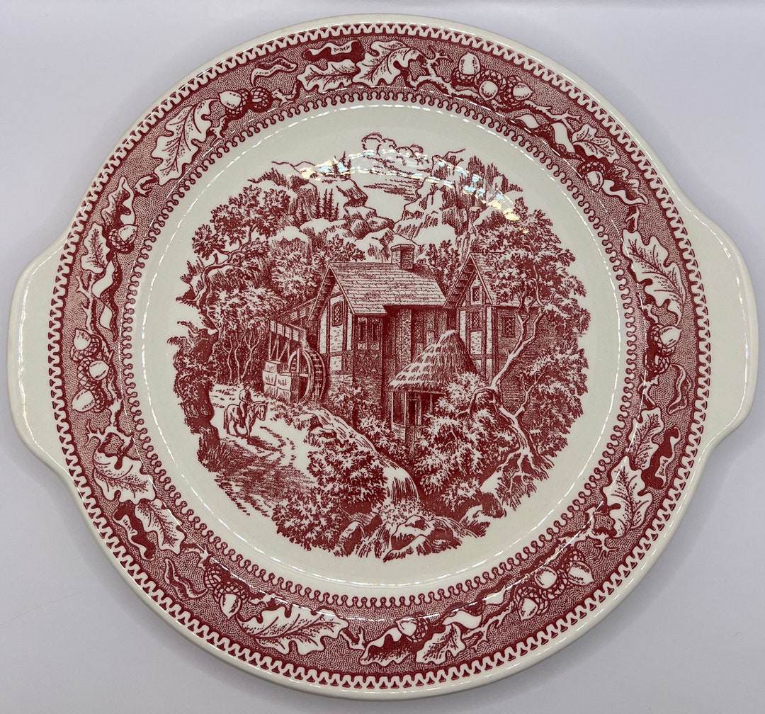 Vintage Royal China Memory Lane Handled Cake Plate, Serving Plate, Pink ...