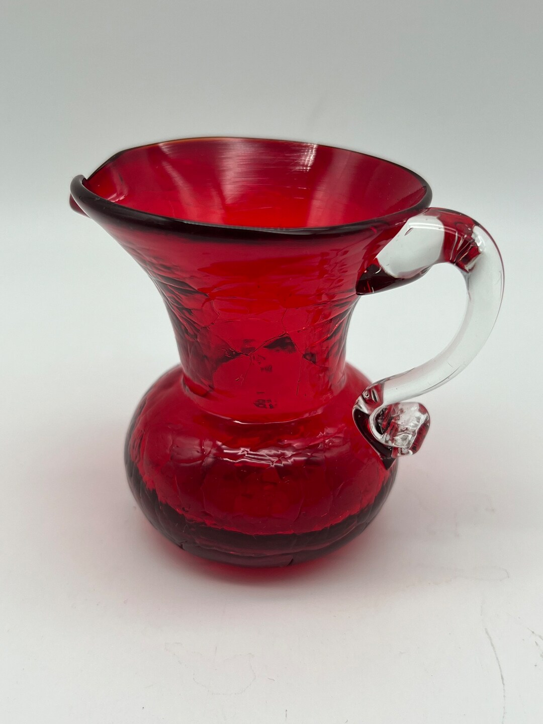 Jamestown Giftware 3” Pitcher/vase by Pilgrim Glass, Ruby Red, Crackle ...