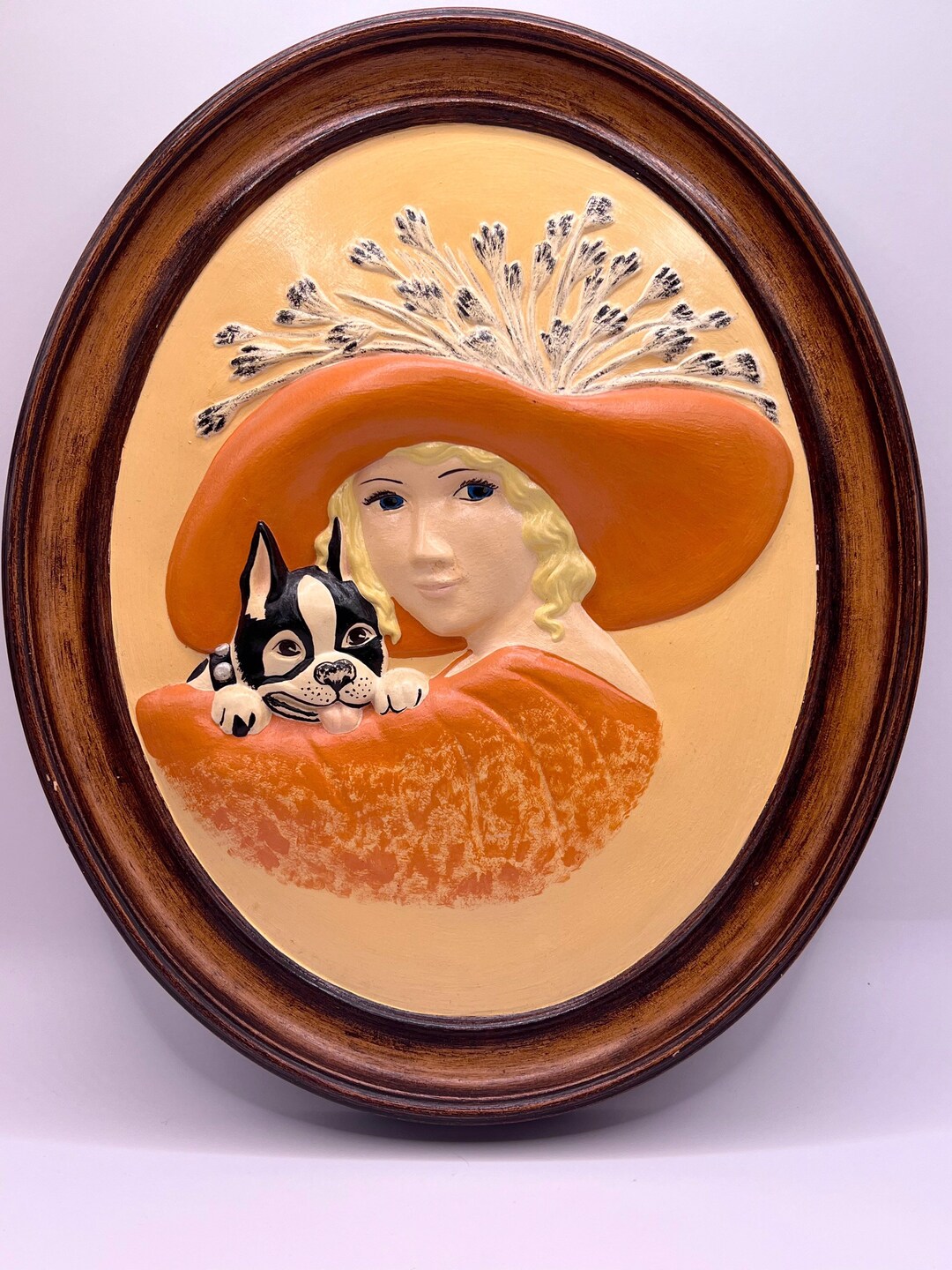 Vintage Pair of 1970s Duncan Ceramic Framed Cameos, Early 1900s Themed ...