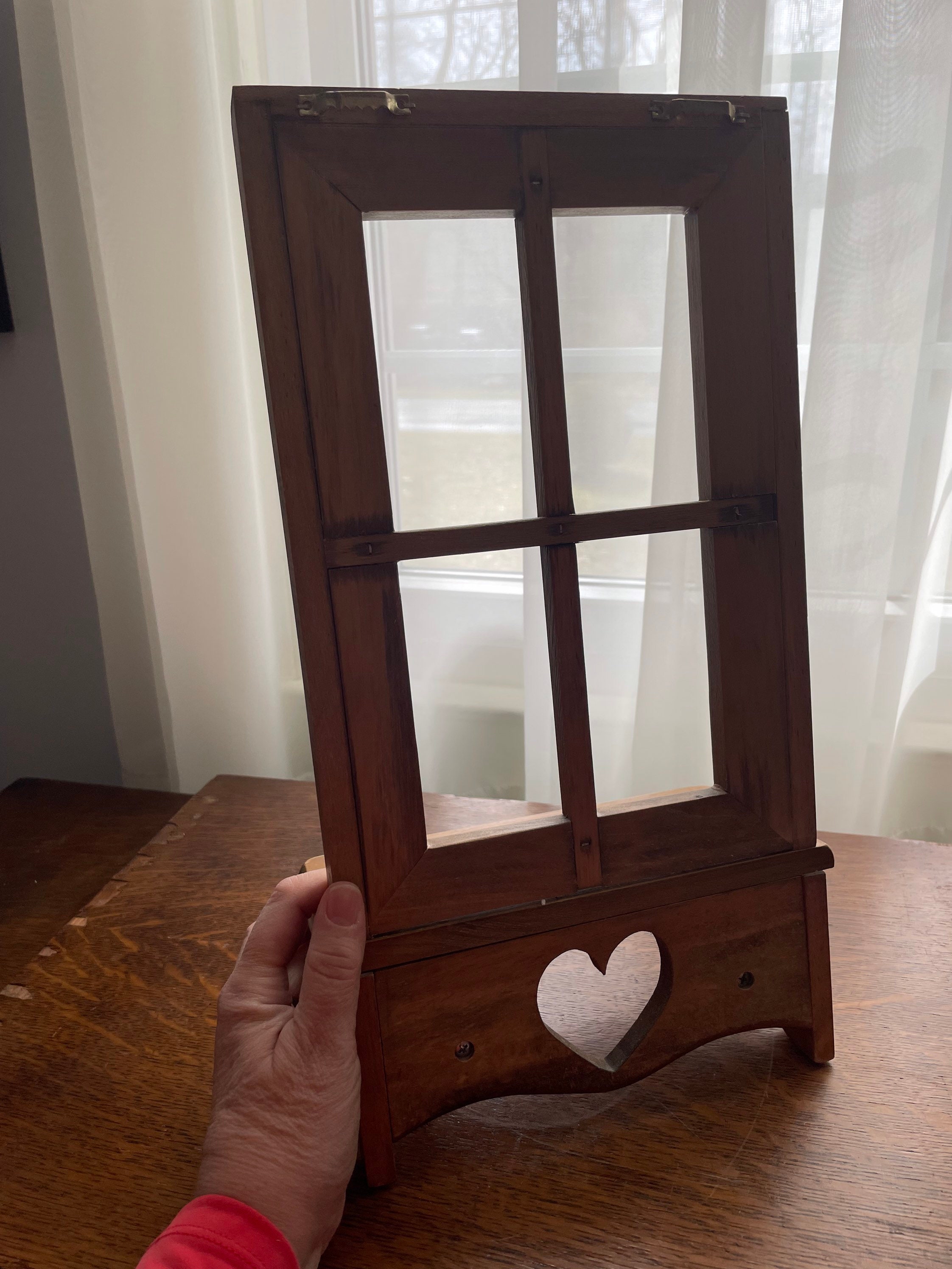 Vintage Rustic Wooden Window Pane Shelf With Heart Cutout and - Etsy