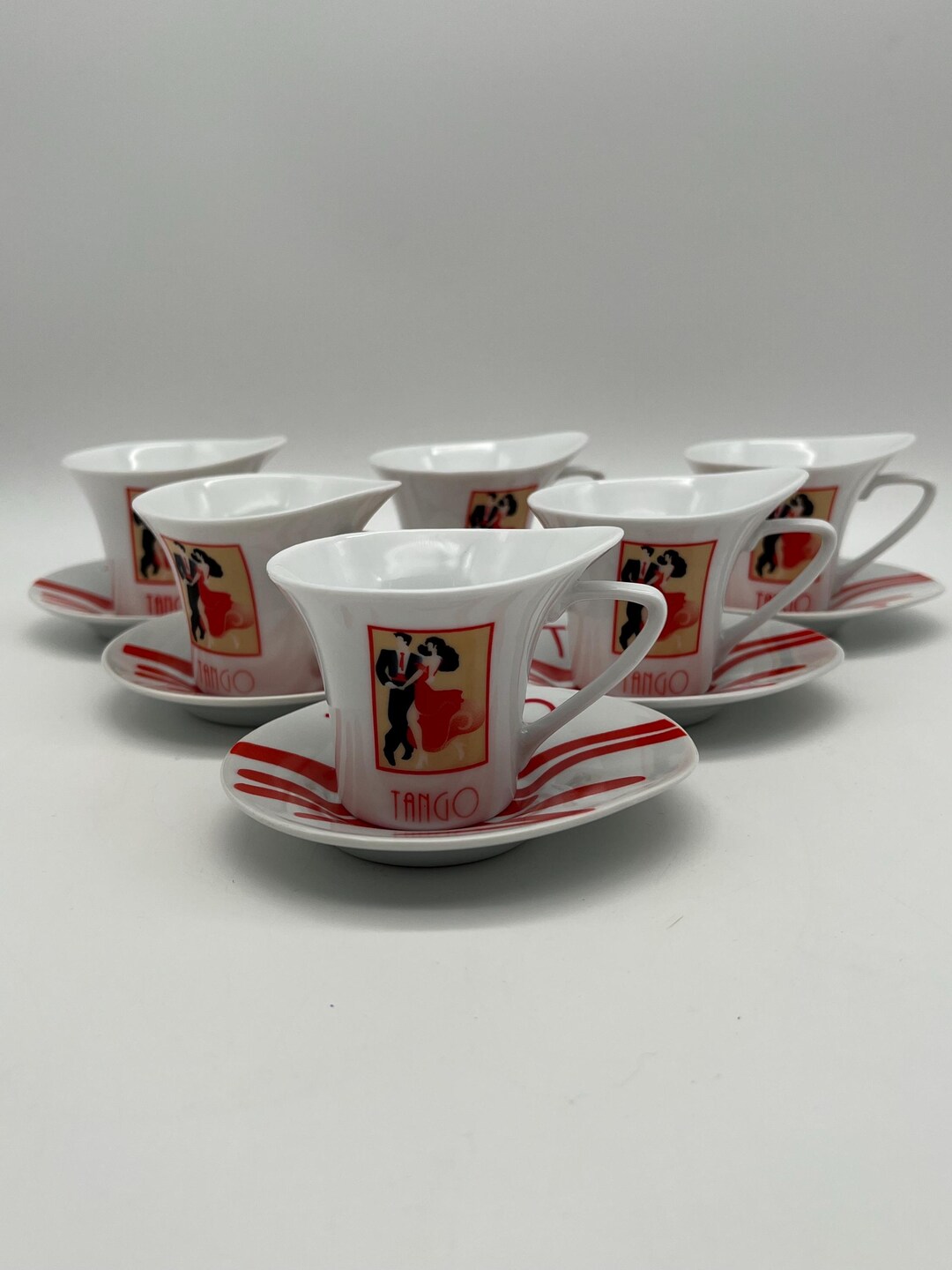 Set of 6, Bijou Tango Demitasse/espresso Cups and Saucers - Etsy