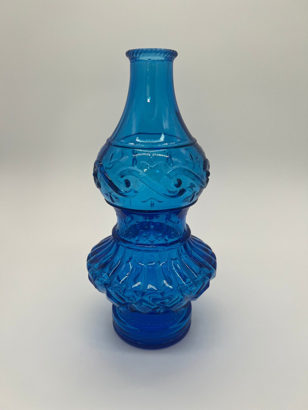 Vintage Wheaton Capri Blue Glass Genie Bottle - Etsy