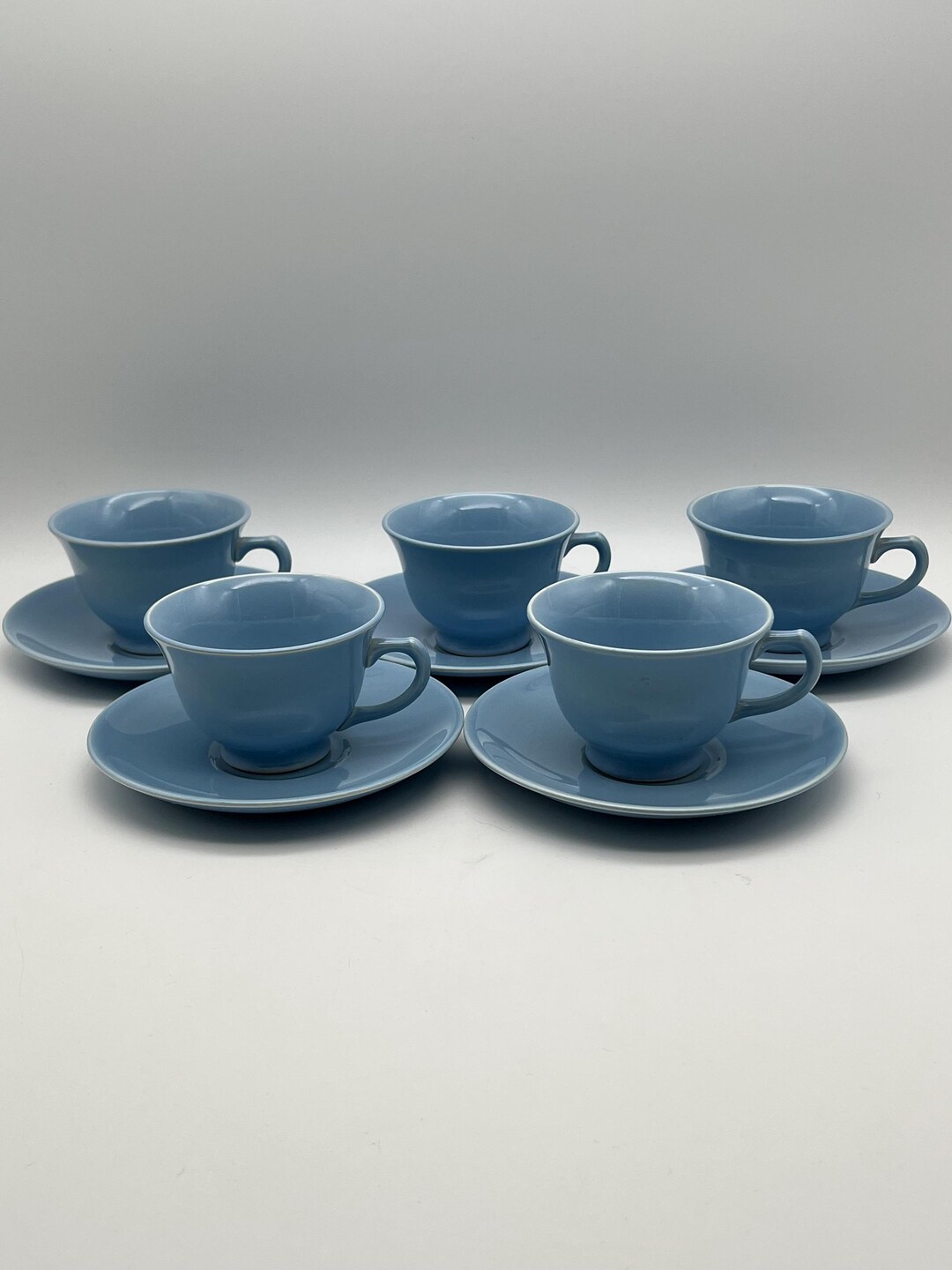 Vintage Luray Blue Pastels, Set of 5, Footed Cups and Saucers, Taylor ...