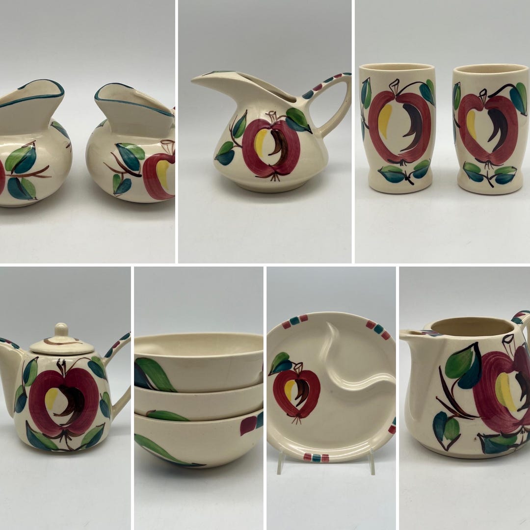 Vintage Purinton Pottery Apple Slipware Dishes – 12 Piece Set - Etsy