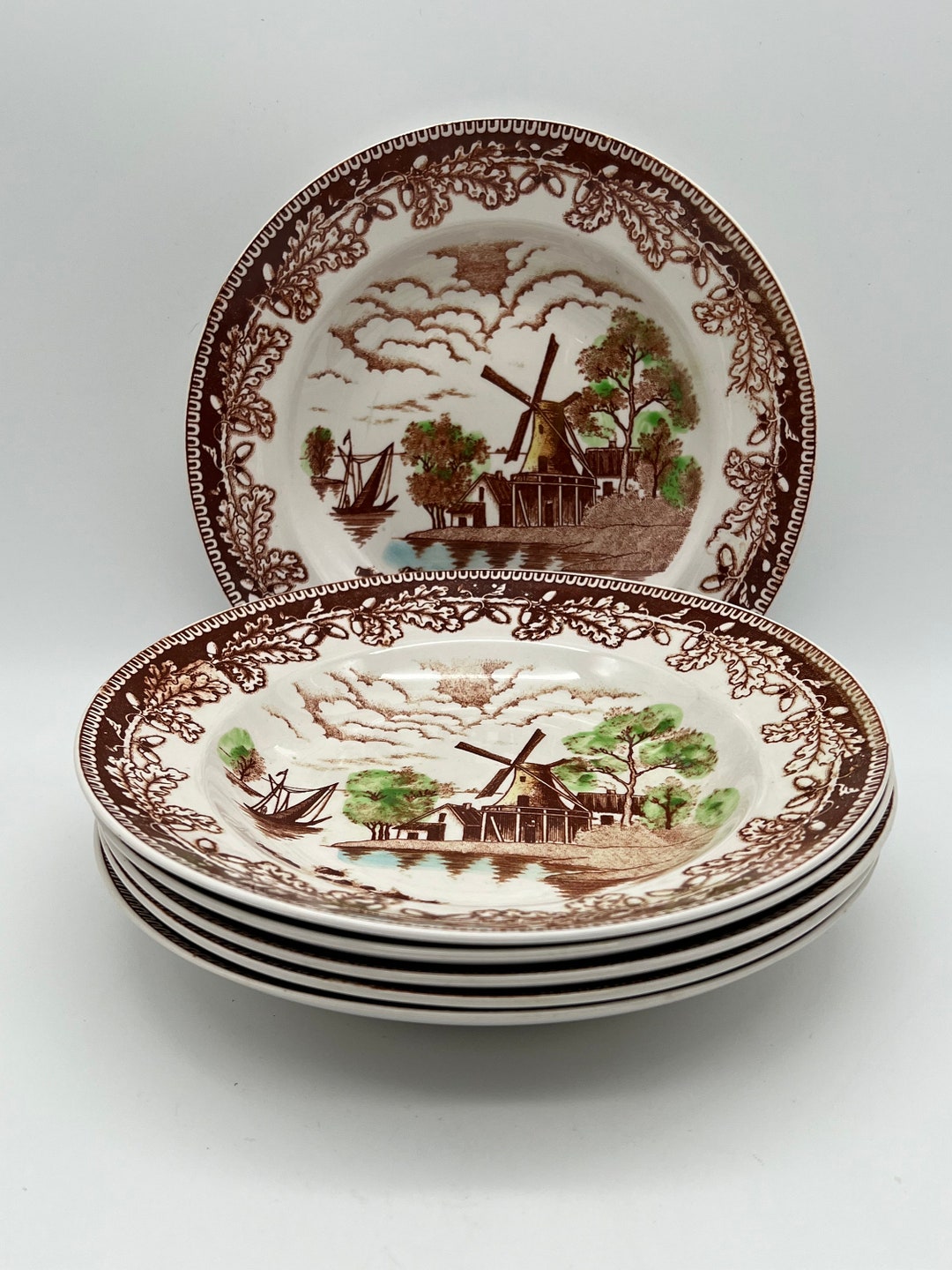 Vintage Japanese Ironstone Windmill Salad Bowls/plates, Set of 6 - Etsy
