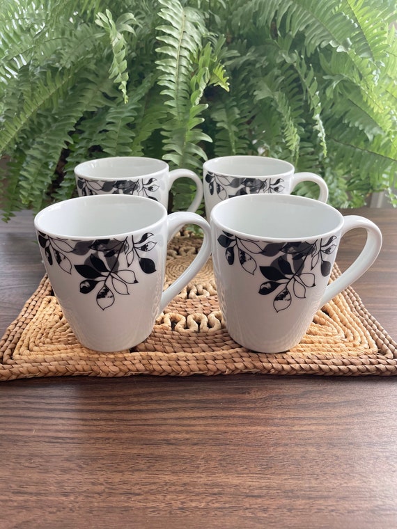 Tabletops Gallery Set of 4 Coffee Mugs Black and White - Etsy