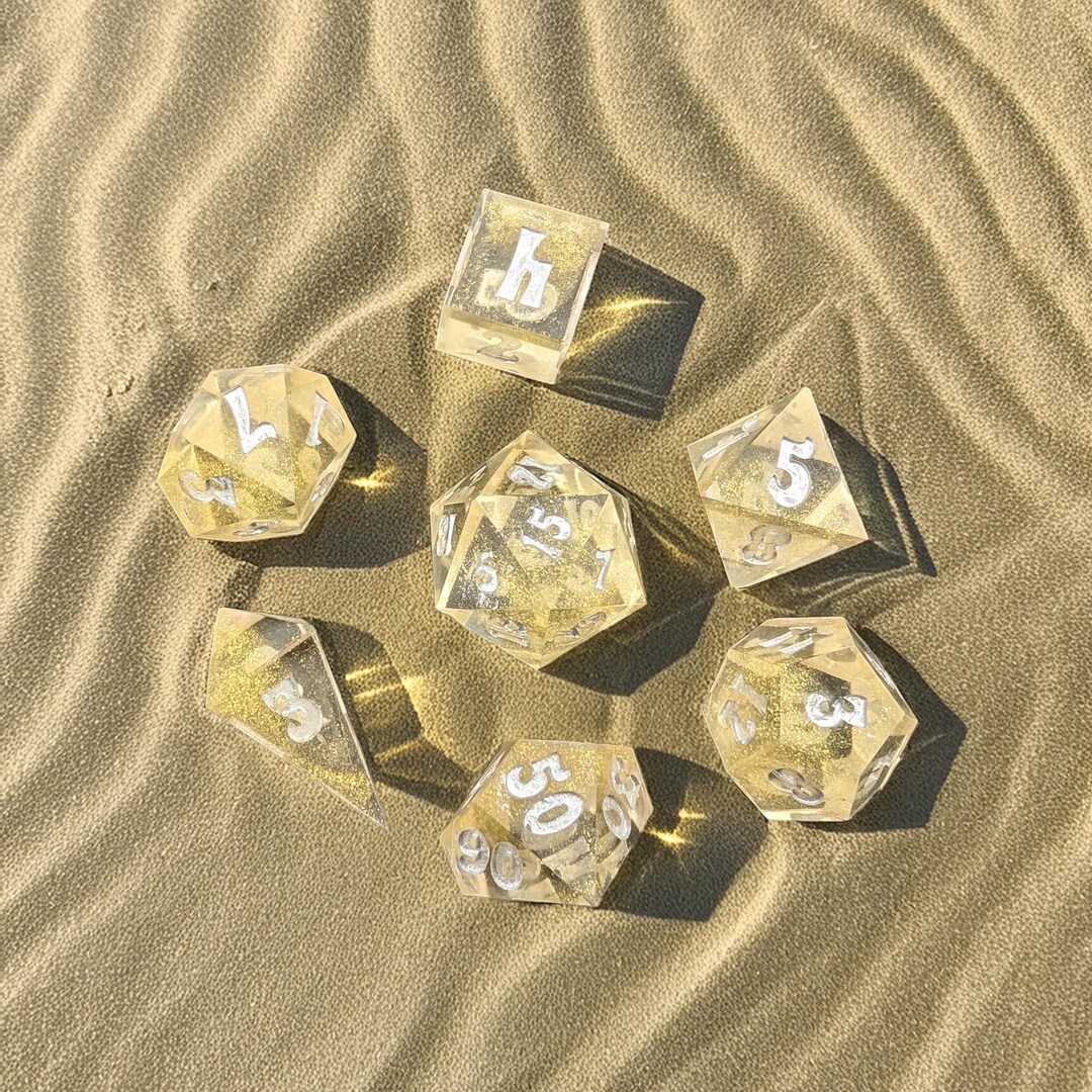Sparkling Sand, Handmade Sharp Edged Resin Dice Set for Role Playing ...