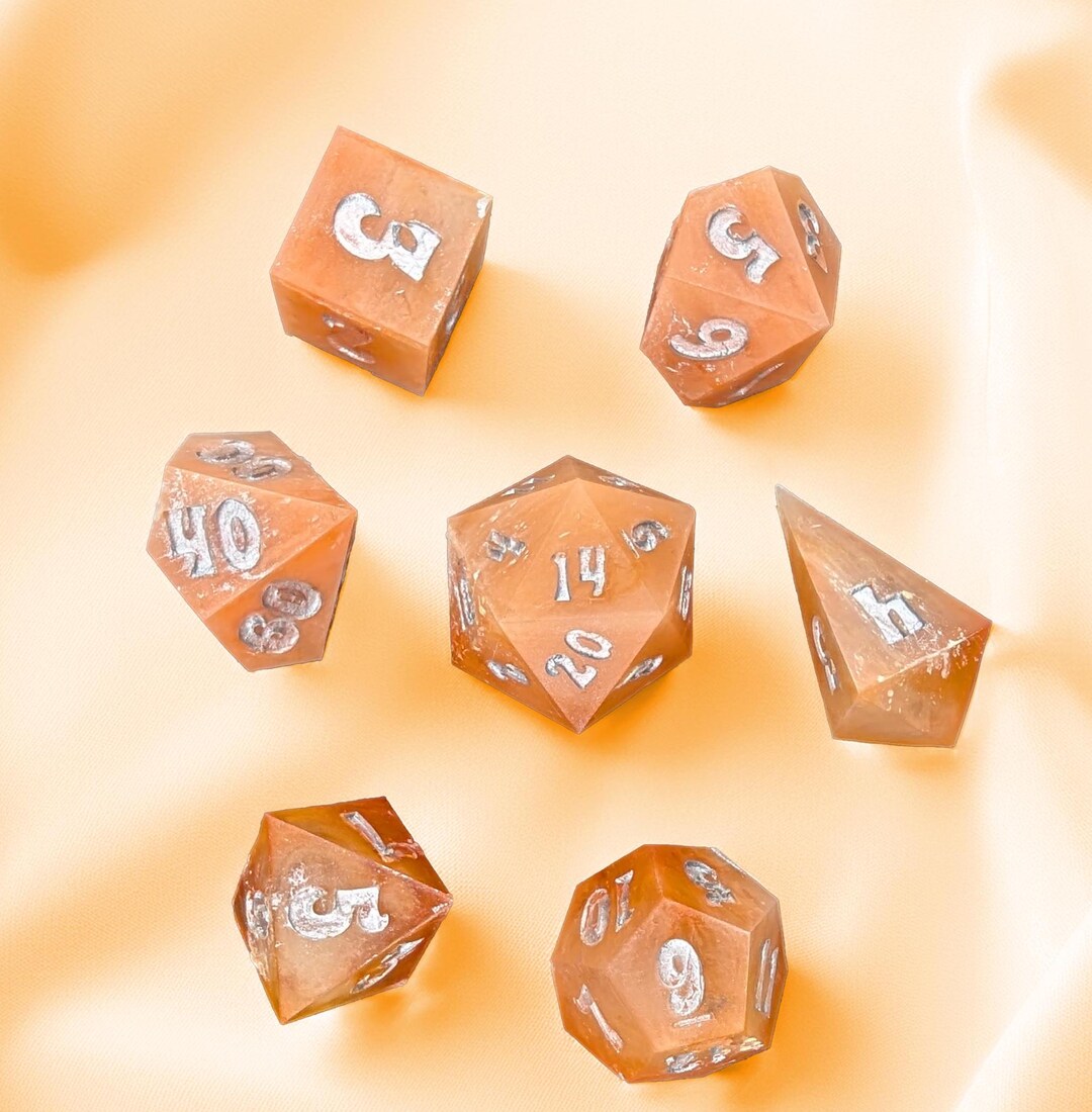 Orange Fruit Dice Set, Handmade Sharp Edged Resin Dice Set for Role ...