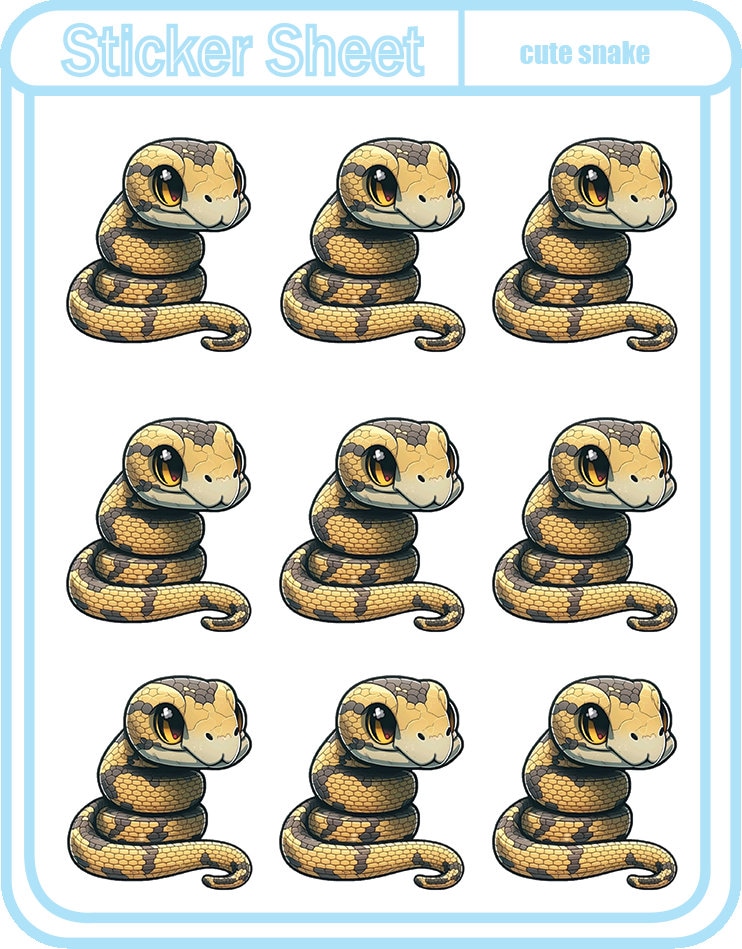 Cute Snake Sticker, Animal Sticker, Sticker Sheet - Etsy