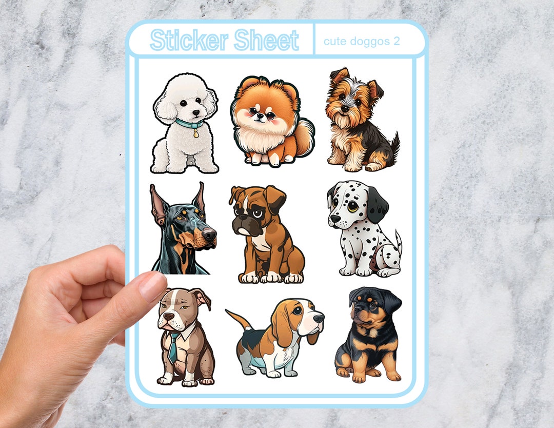 Cute Dogs Sticker Sheet 2, Sticker Pack, Doggo Stickers, Mixed Breed ...
