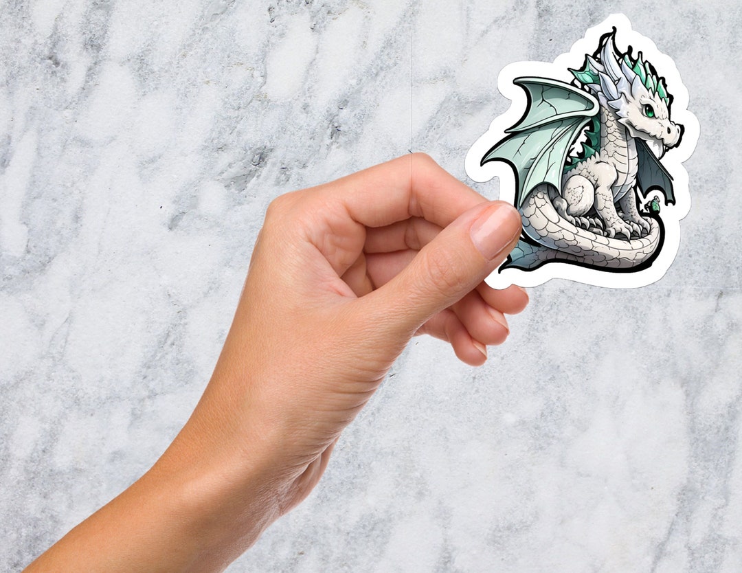Cute White Dragon Sticker Laptop Sticker - Etsy