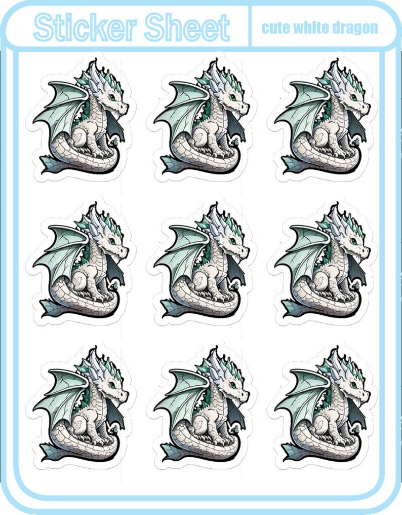Cute White Dragon Sticker Laptop Sticker - Etsy