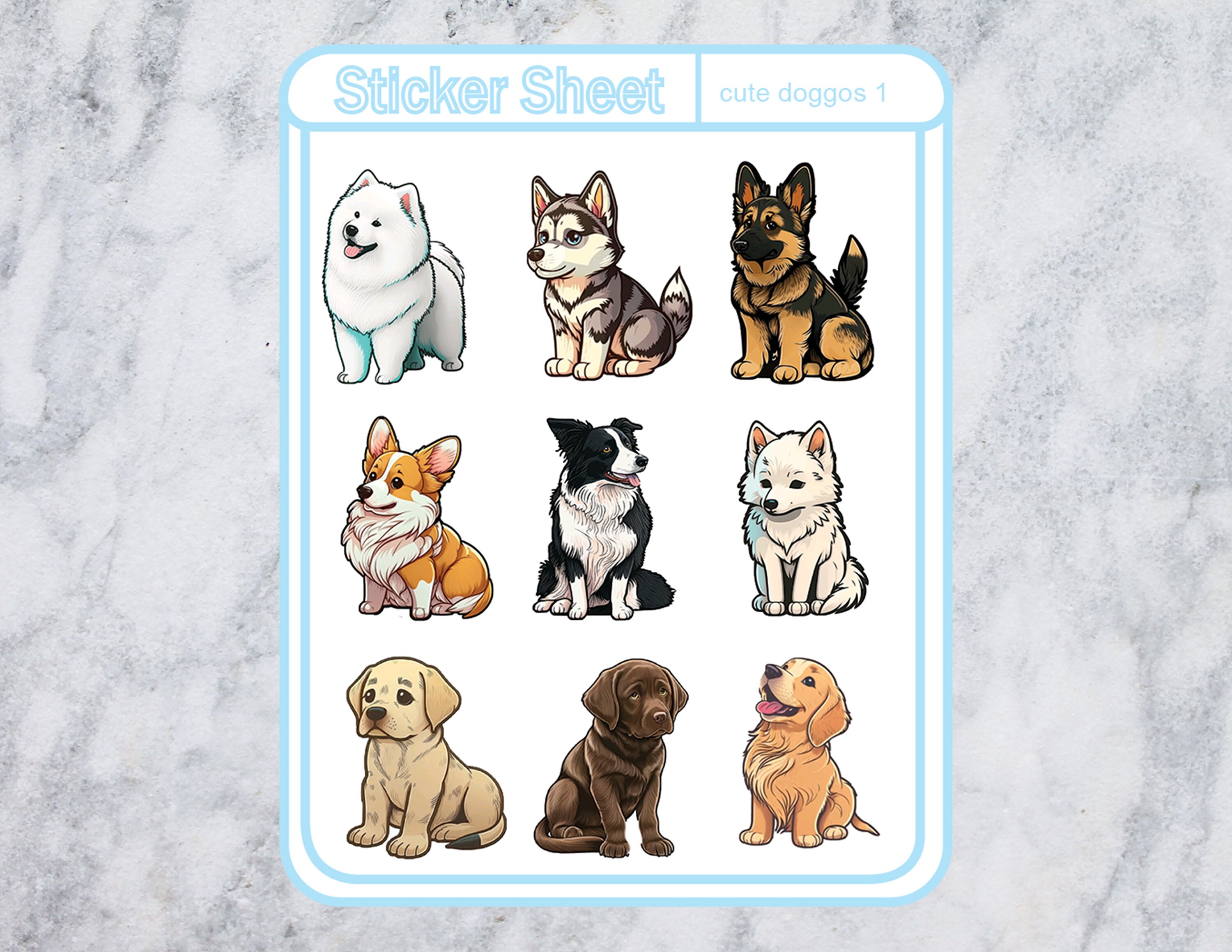 Cute Dogs Sticker Sheet 1, Sticker Pack, Doggo Stickers, Mixed Breed ...