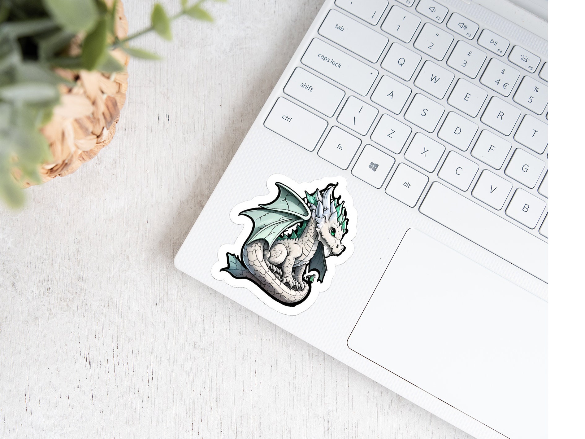 Cute White Dragon Sticker Laptop Sticker - Etsy