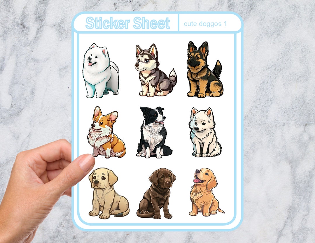 Cute Dogs Sticker Sheet 1, Sticker Pack, Doggo Stickers, Mixed Breed ...