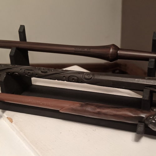 Laser Cut Wand Stand With Engraving Black Walnut or Cherry - Etsy