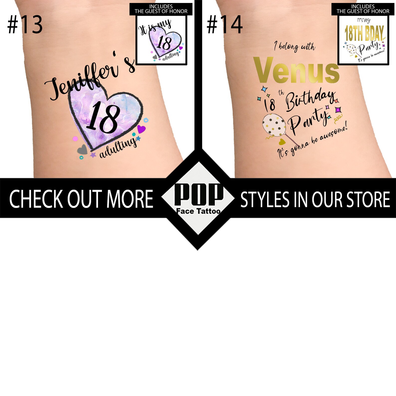 18th Birthday I awesome 18 face tattoos Custom Tattoos | Etsy