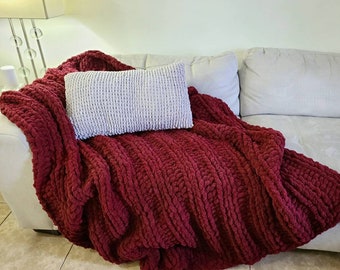 Burgundy Chenille Throw - Etsy