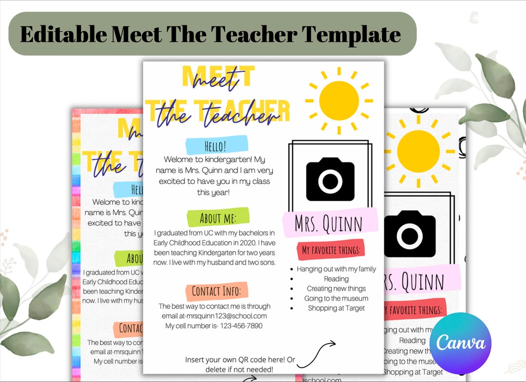 EDITABLE Meet the Teacher Meet the Teacher Template Editable Template ...
