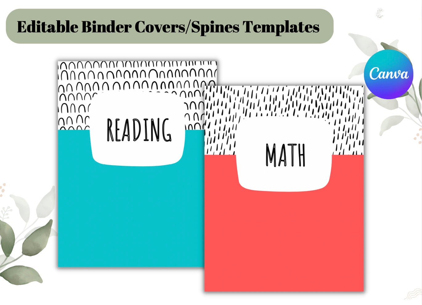 EDITABLE Binder Covers and Spines Printable Printable Binder Covers ...