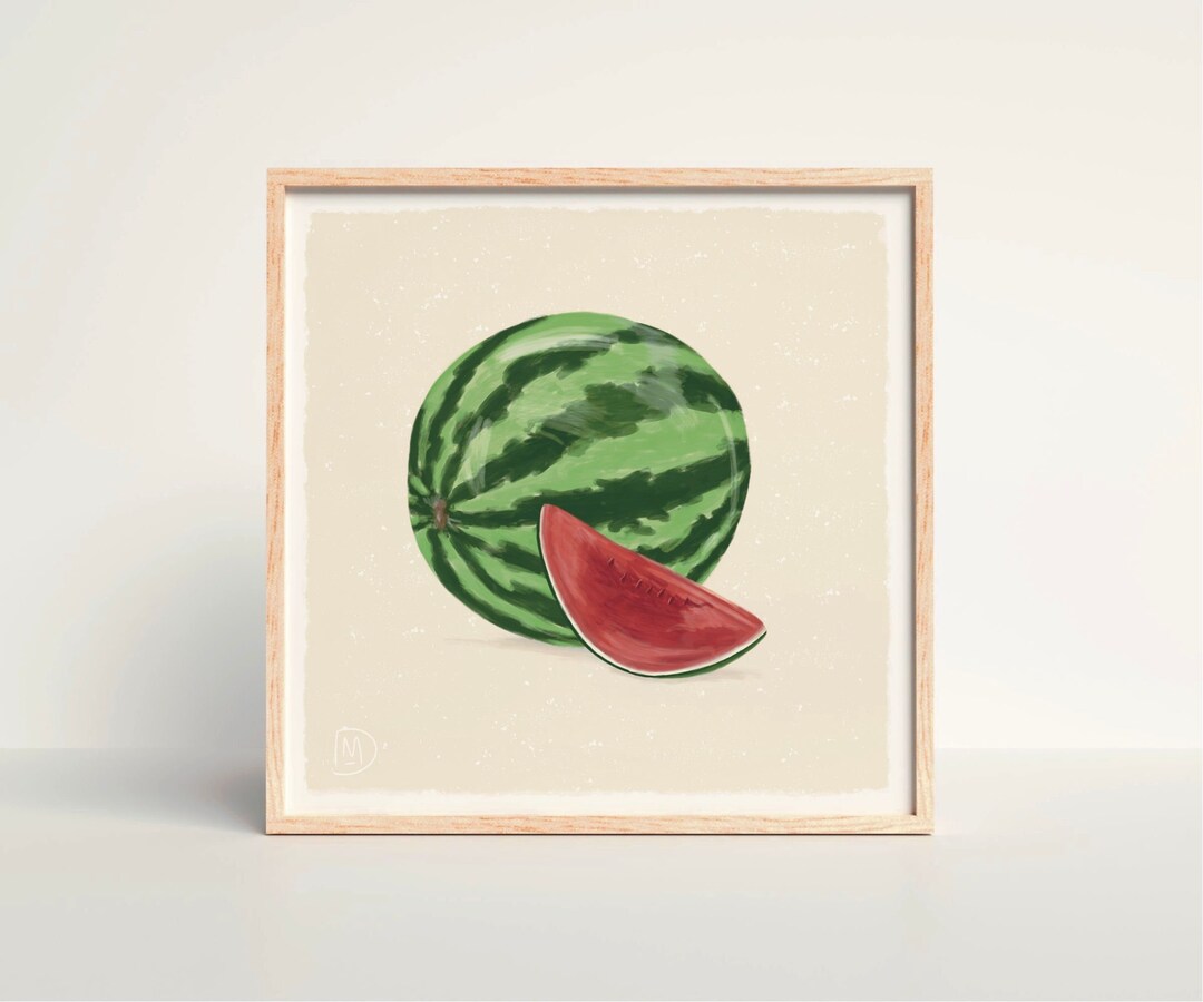 Food Poster, Watermelon Illustration for Kitchen Wall Decor, Food Art ...