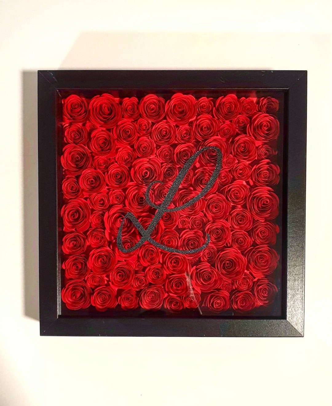 Personalized Shadow Box With Homemade Paper Flowers Roses Flower Box ...