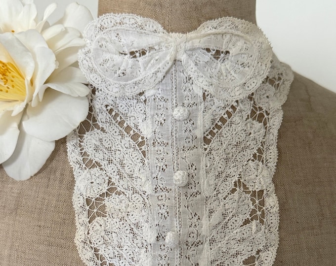 French Antique Lace Modesty Panel With Bow. Antique French Lace Bib ...