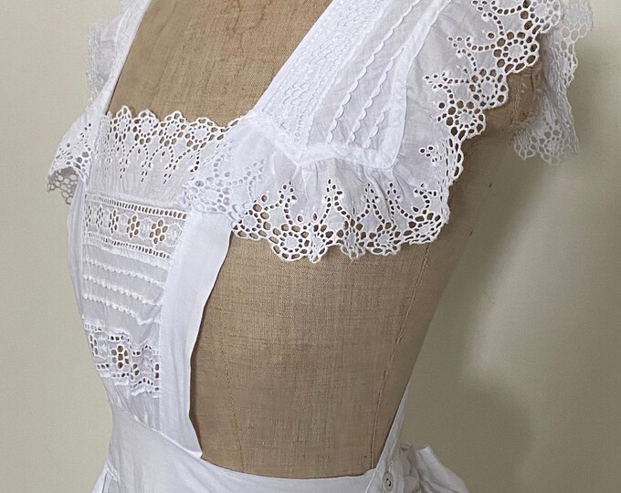 Victorian Pinafore With Broderie Anglaise Trims. Antique White Cotton ...