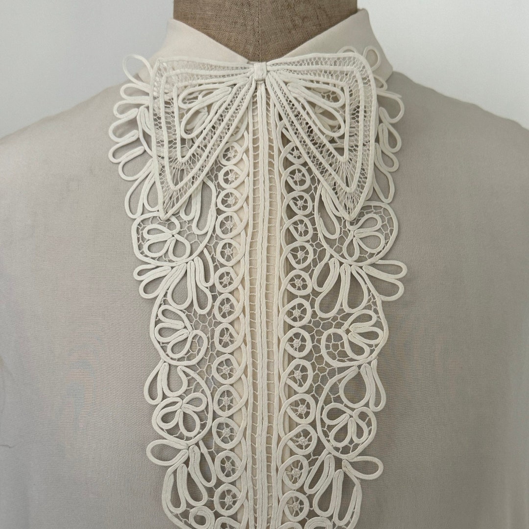 Stunning French Antique Jabot With Bow. Antique Handmade Jabot With Bow ...