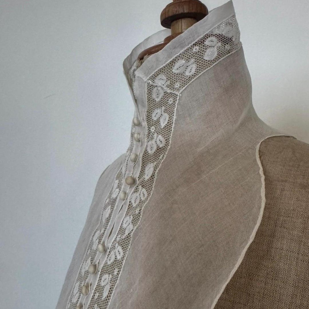 French Antique Plastron With Collar and Covered Buttons. Antique ...