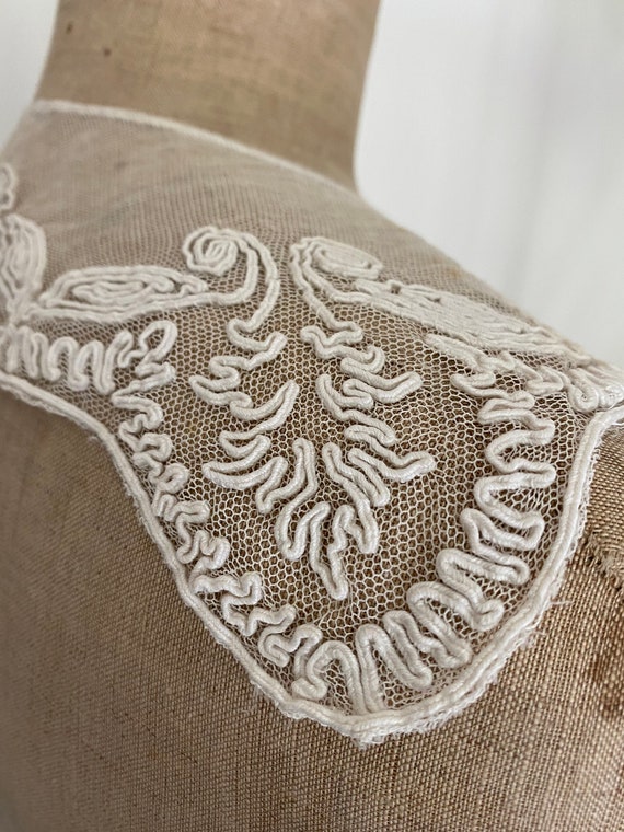 Antique French Tulle Collar: Edwardian Corded Lace - Gem
