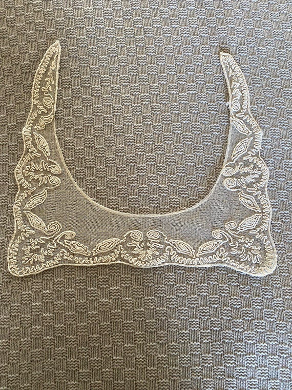 Antique French Tulle Collar: Edwardian Corded Lace - Gem