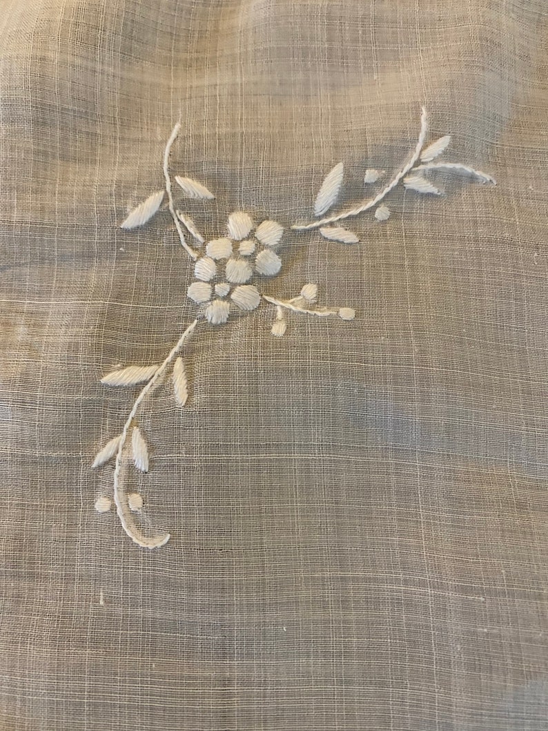 Antique Hand Embroidered Pina Tablecloth: Floral Butterfly Design (85 ...