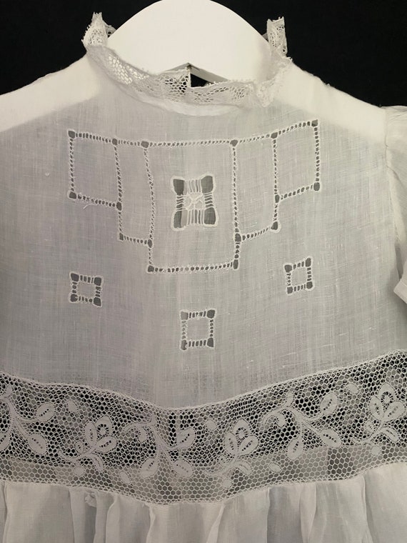 Antique Christening Gown With Drawn Thread Work And V… - Gem