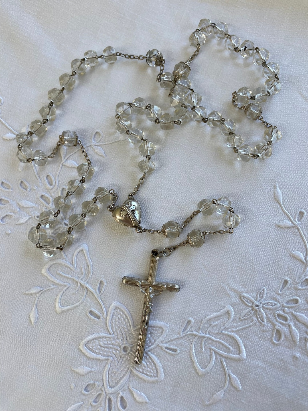 Antique French Silver and Crystal Rosary. Antique Rosary With A Silver ...